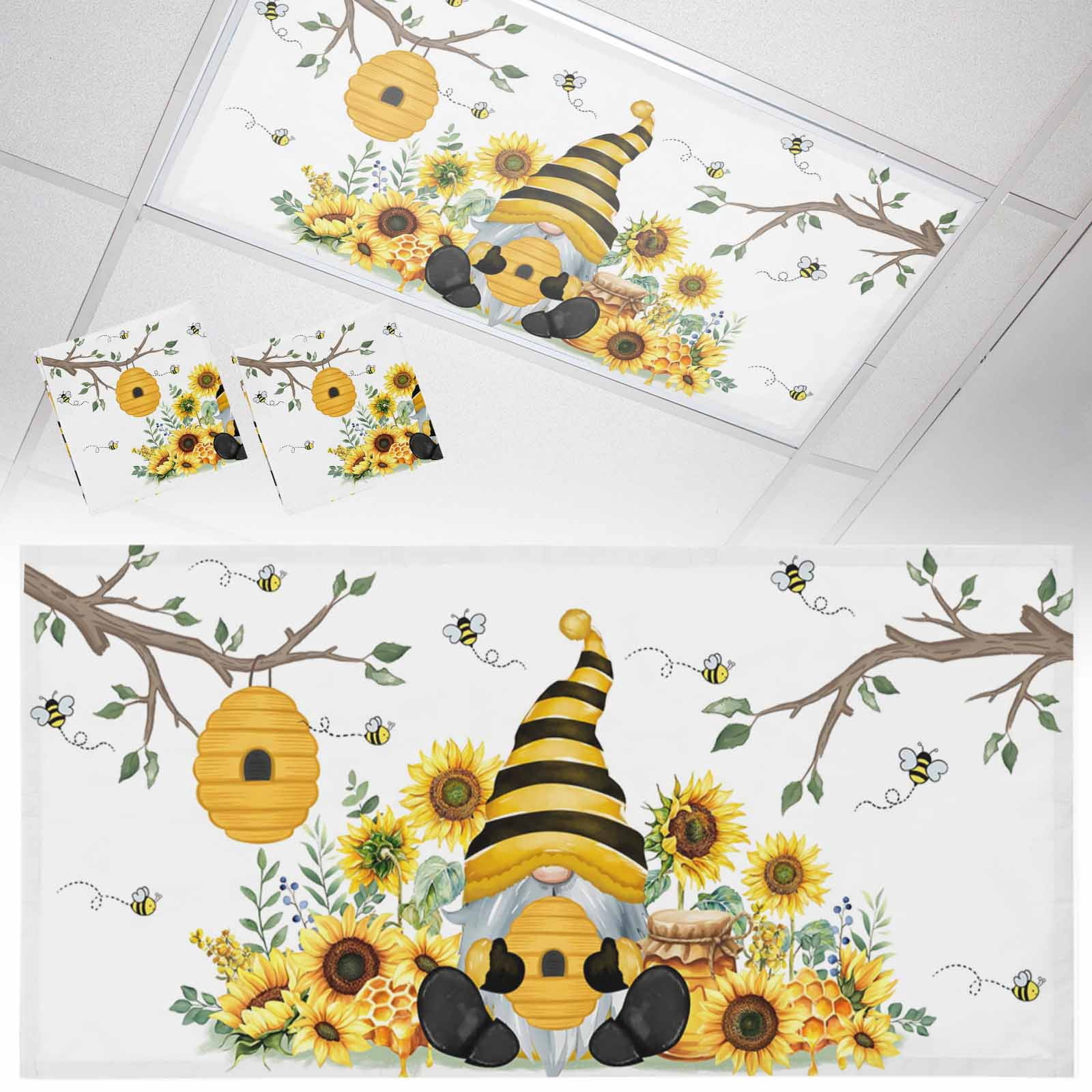 Bees Dwarfs Fluorescent Light Covers Yellow Sunflowers Branch Spring ...