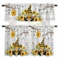 Bees Dwarfs Kitchen Curtains Set for Windows, Yellow Sunflowers Branch ...