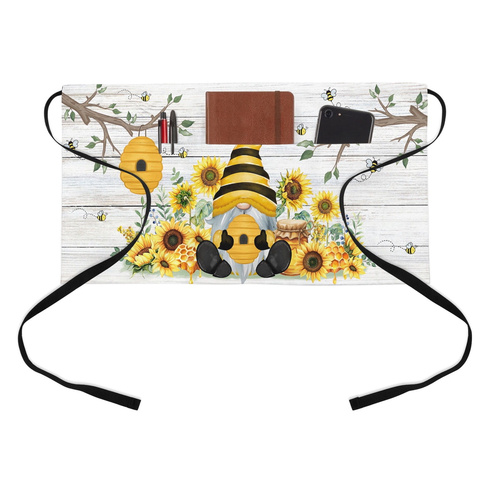 Bees Dwarfs Kitchen Restaurant Half Waist Apron, Yellow Sunflowers ...