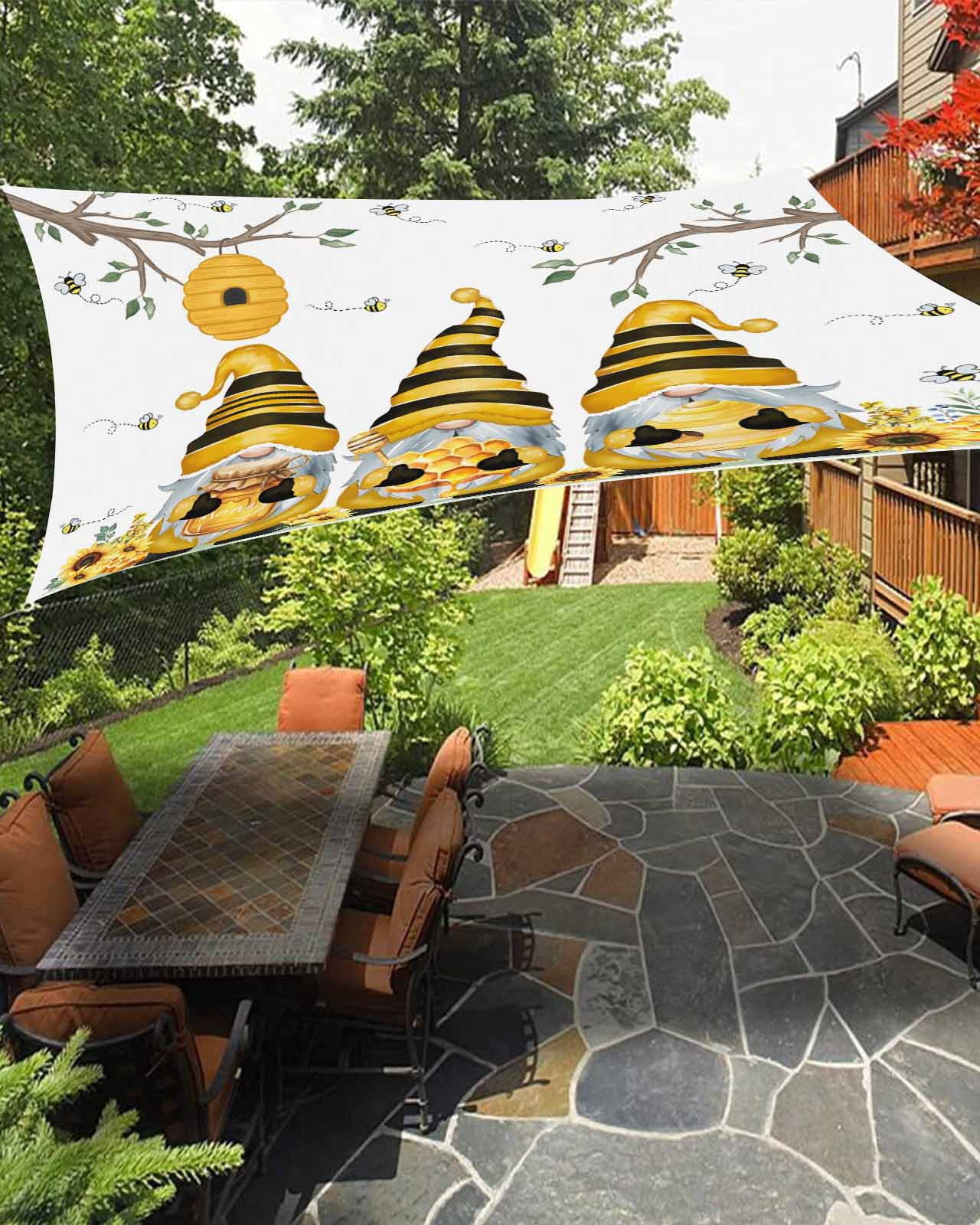 Bees Dwarfs Sun Shade Sail 14'X18' Yellow Sunflower Branch Spring ...