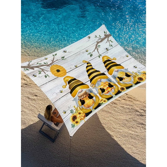 Bees Dwarfs Sun Shade Sail 14' x 18', Yellow Sunflower Branch Spring ...