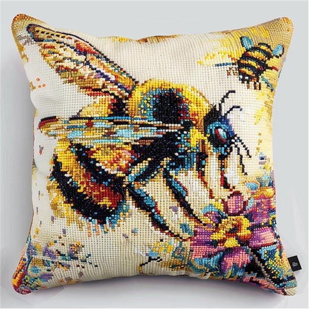 Bees and Flowers Cross Stitch Cushion Kit Pillow kit,Animal DIY ...
