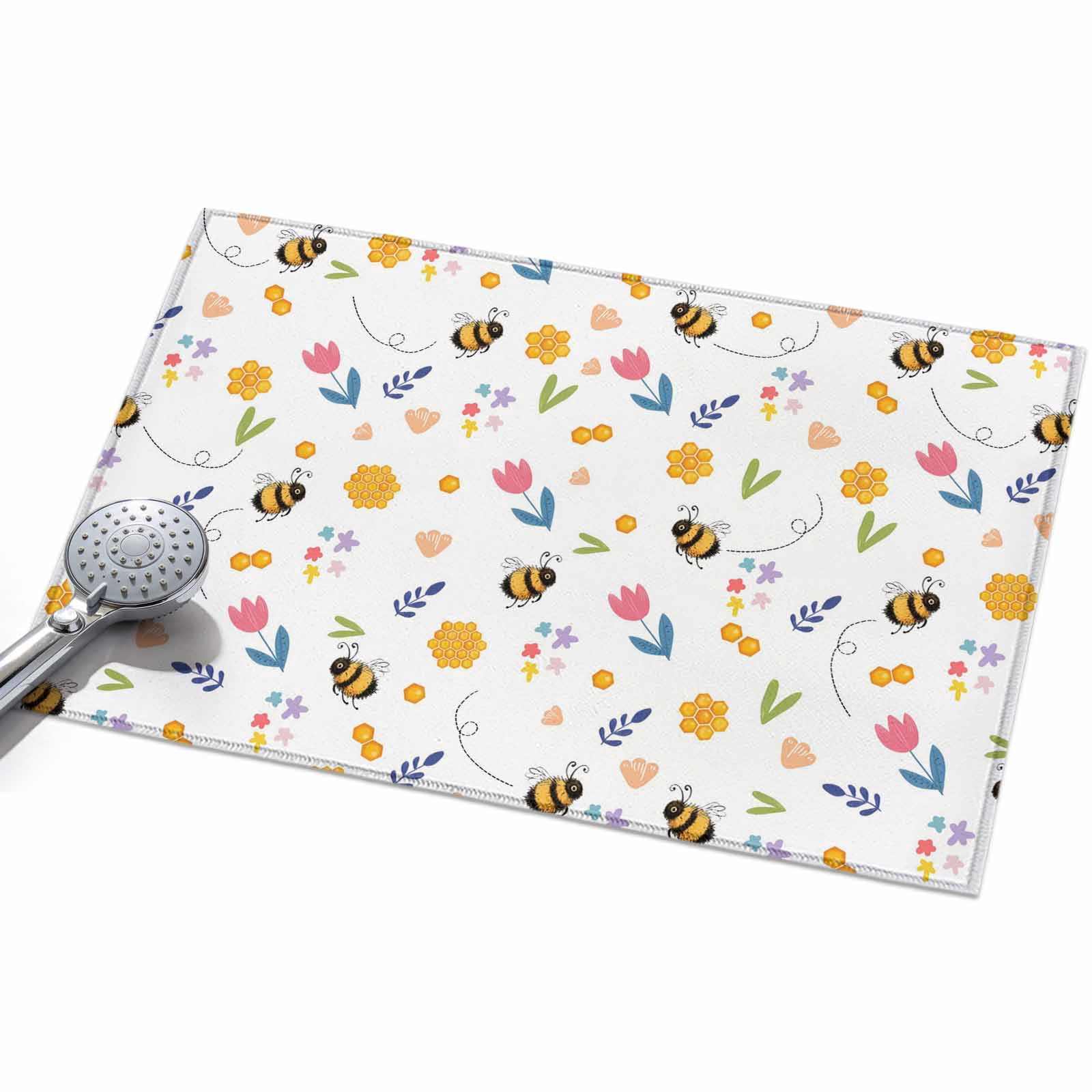Bees Flowers Entryway Rug 2x3ft Washable Non Slip Bathroom Rug Indoor ...