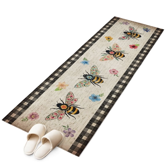 Bees Flowers Kitchen Runner Rug 2x6 Washable Runners for Hallway Non ...