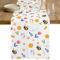 Bees Flowers Table Runner - 72 Inch Long Spring Botanical Blooms ...