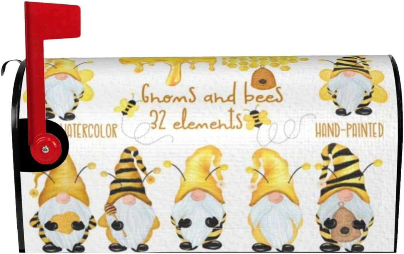Bees Gnome Mailbox Covers - Summer Mailbox Covers Magnetic Standard ...
