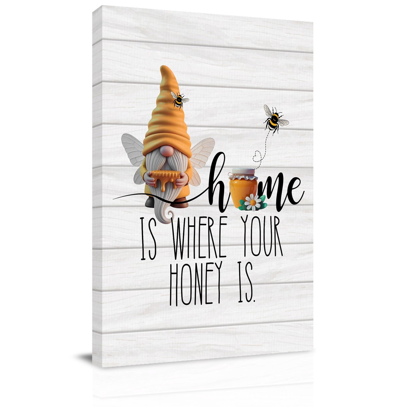 Bees Gnomes Canvas Wall Art for Living Room, Spring Summer Home Honey ...