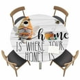 Bees Gnomes Round Fitted Tablecloth with Elastic Edge Spring Summer ...