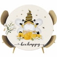 Bees Gnomes Round Tablecloth, Fitted Table Cover with Elastic for 45 ...