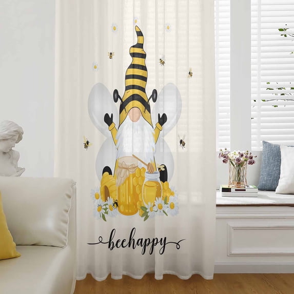 Bees Gnomes Semi Sheer Curtains Drapes for Living Room, Bedroom, French ...