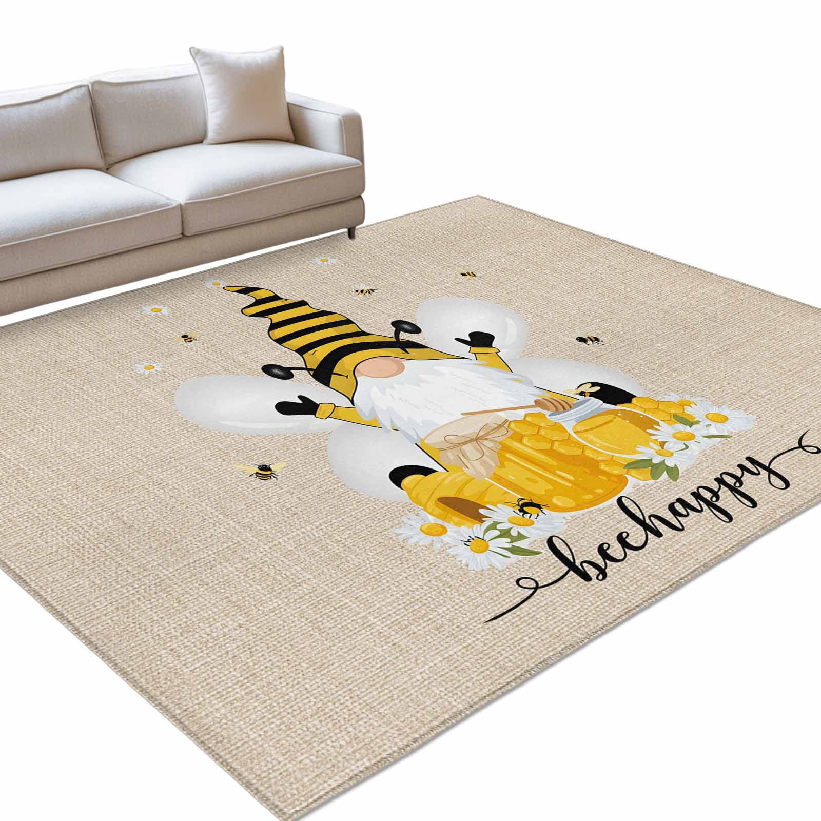 Bees Gnomes Washable Rug 4x6 Area Rug for Living Room Bedroom Non Slip ...