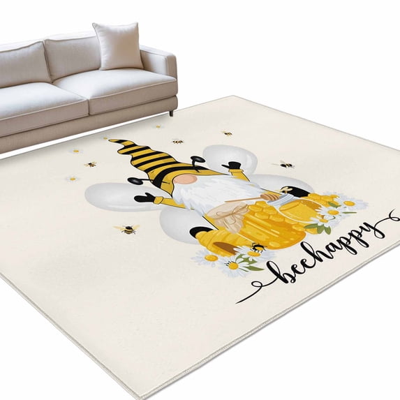 Bees Gnomes Washable Rug 6x9 Area Rug for Living Room Bedroom Non Slip ...