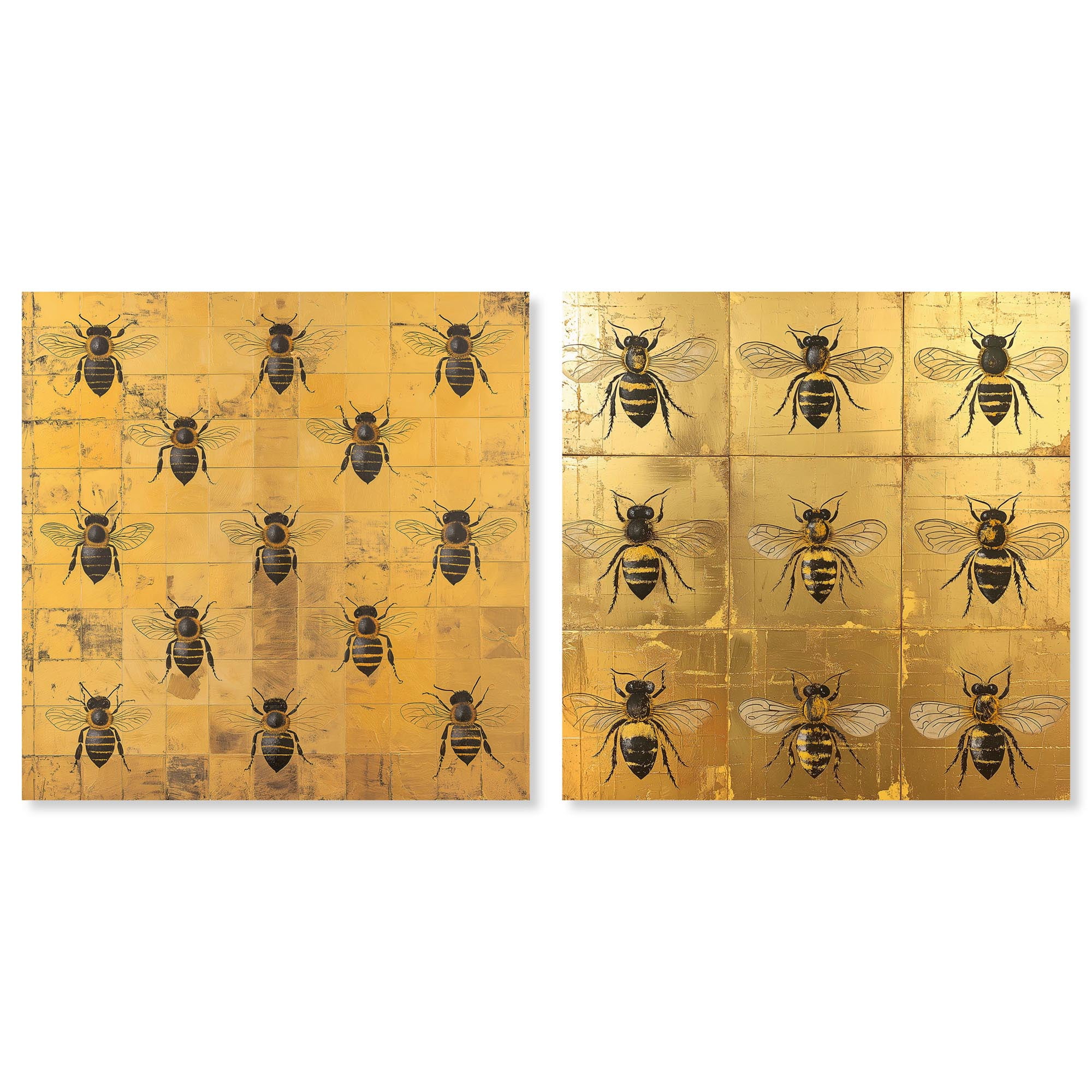 Bees Golden Set Canvas Set of 2 Wall Decor Sets by Art Remedy, Gallery ...
