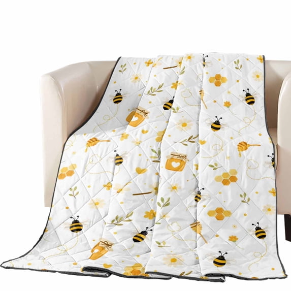 Bees Honey Jars Quilted Comforters Cooling Blanket King Size ...
