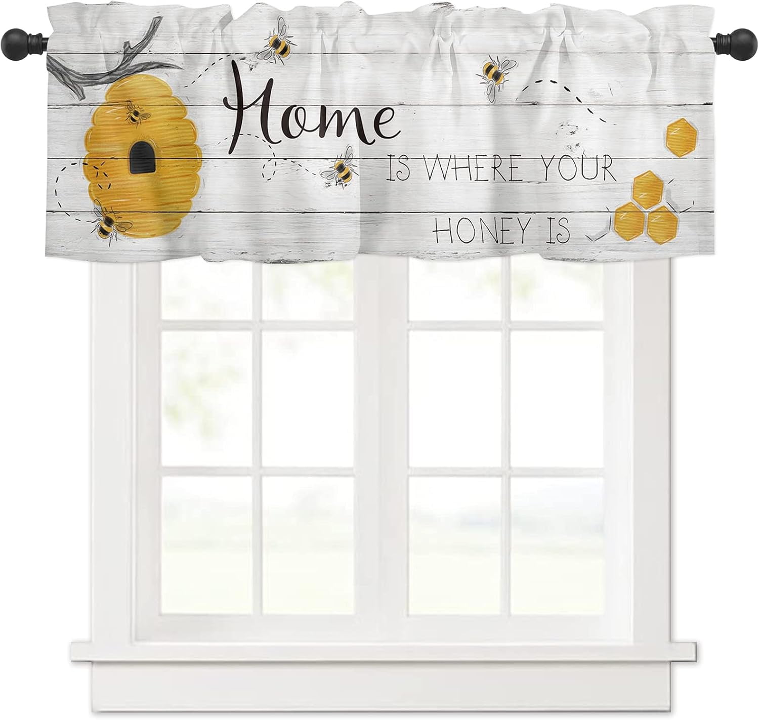 Bees Honey Window Valance Curtain Home is Where Your Honey is Bee ...