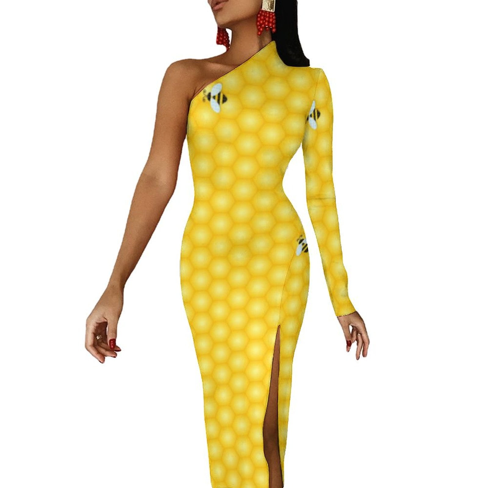 Bees Honeybees Honeycomb-2 Bodycon Dress Womens Beehive Sexy Maxi Dress ...