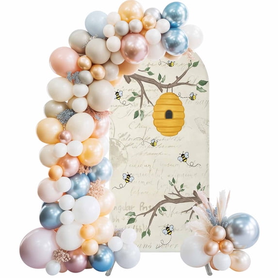 Bees Honeycomb Arch Backdrop Cover 5 FT Branch Spring Floral Vintage ...
