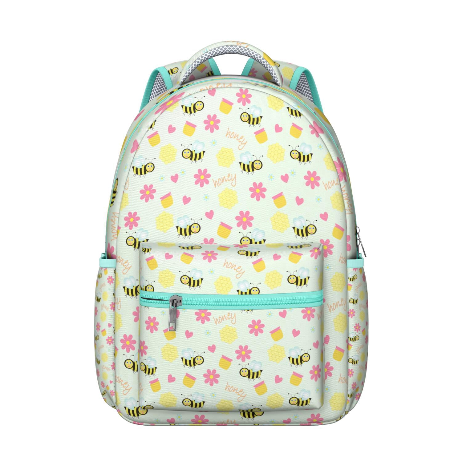 Bees & Honeycomb Backpack - Trendy Laptop Bag for Students, Large ...