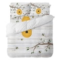 Bees Honeycomb Comforter Set California King Size, Branch Spring Floral ...