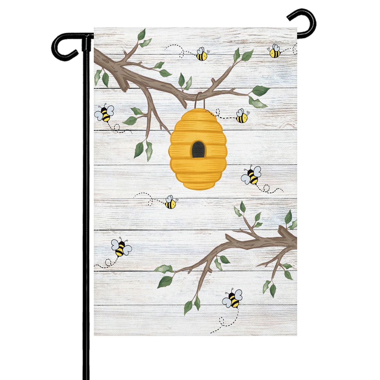 Bees Honeycomb Garden Flag 12x18 Inch Branch Spring Floral Plant Wood ...