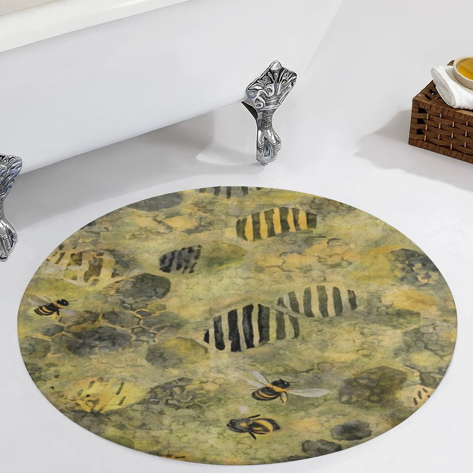 Bees Honeycombs Watercolor Art Round Carpet Circle Rug Outdoor Patio ...