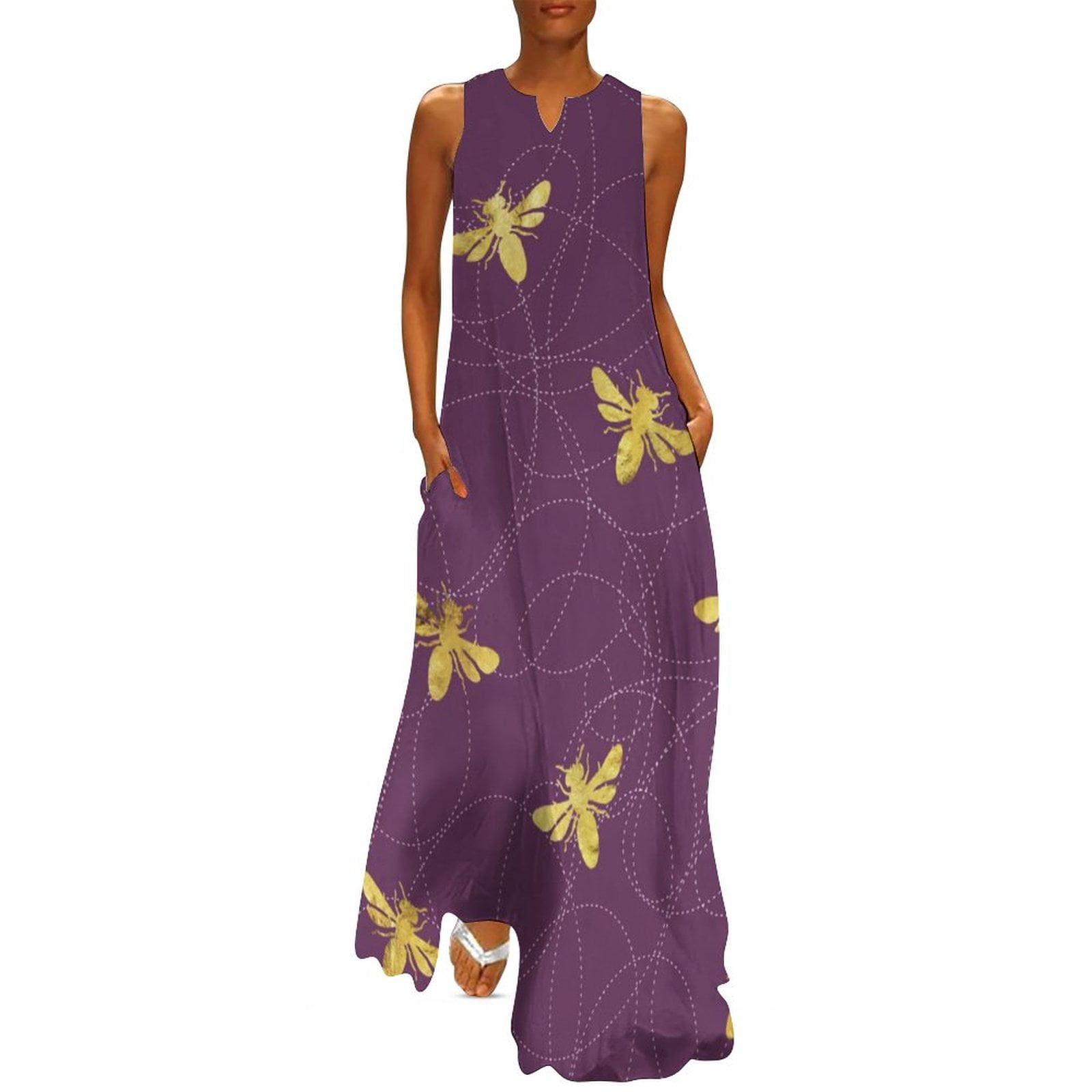 Bees Hybees Hycomb Dress Cute Beehive Vintage Maxi Dress Aesthetic Boho ...