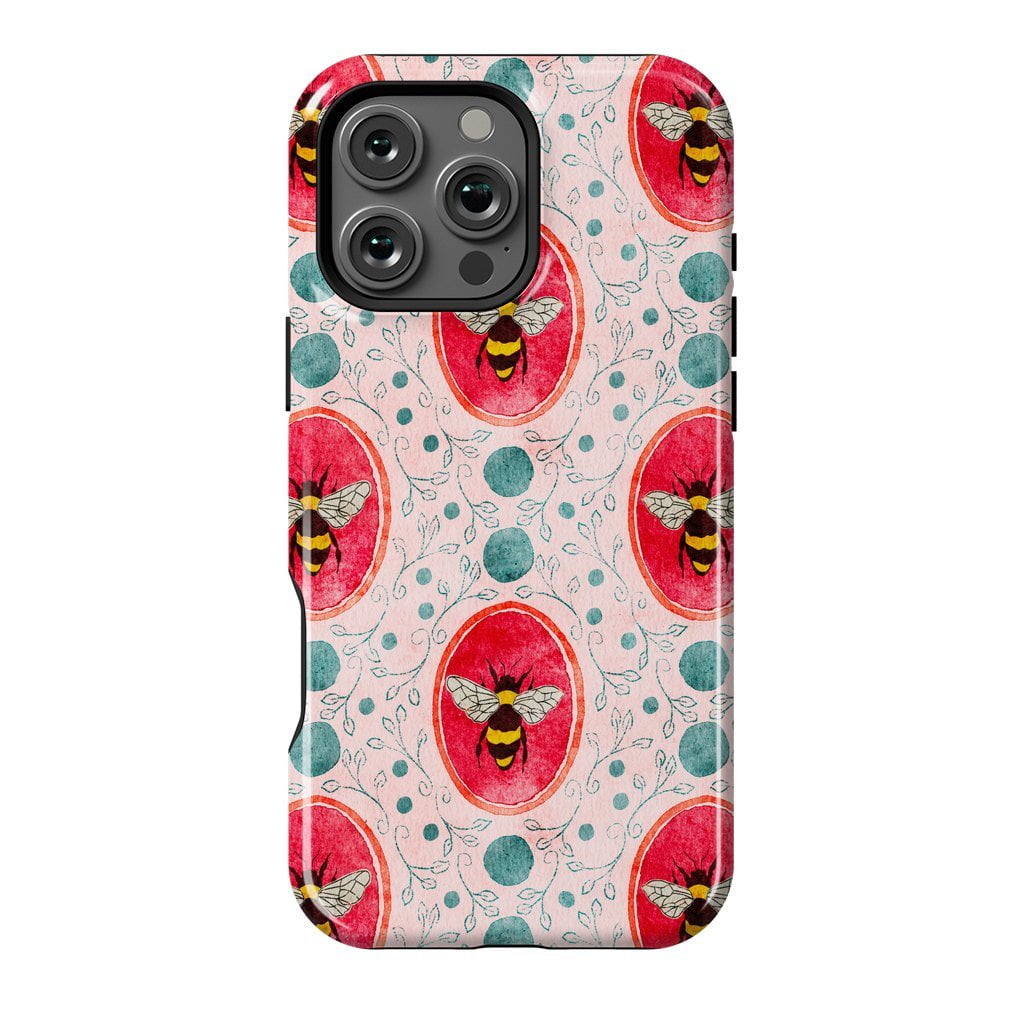 Bees In Frames Vintage Pattern iPhone Case 17 16 15 14 13 12 11 Pro Max ...