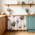 Bees Inset Cabinet Curtains 11" W x 13" L Daisy White Wood Grain ...