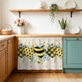 Bees Loves Cabinet Curtains 28" W x 35" L Vintage Country Yellow Bee ...