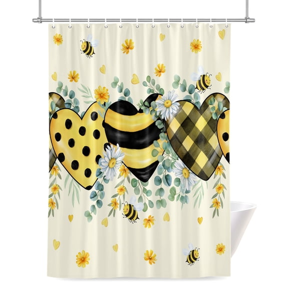 Bees Loves Shower Curtains for Bathroom, Vintage Country Yellow Bee ...