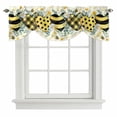 Bees Loves Tie Up Valance Curtains Vintage Country Yellow Bee Plaid Dot ...