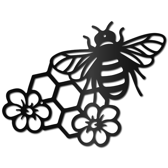 Bees Metal Wall Art Decor Black Honey Wall Hanging Ornament Iron Wire ...