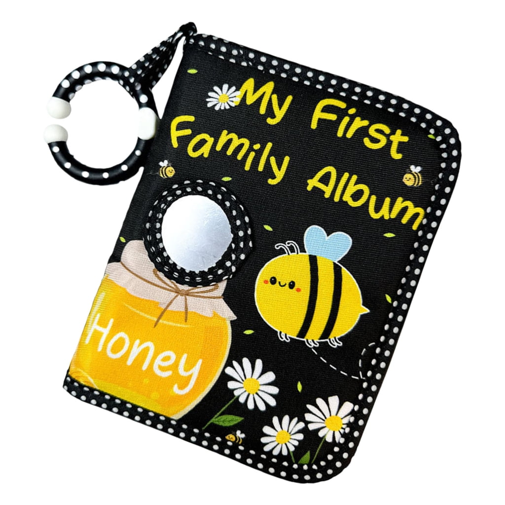 Bees Pattern Baby Keepsakes First Family Photo Album Picture Book with Clear Sleeves and Teether ...
