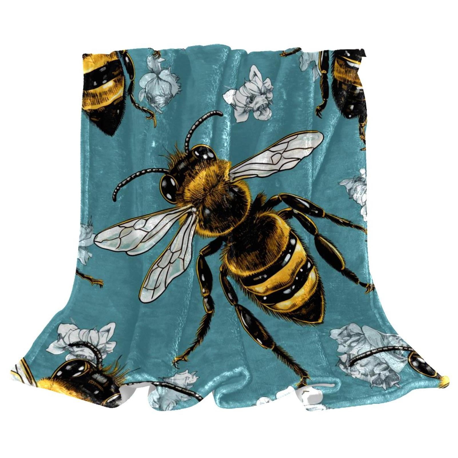 Bees Pattern Warm Cozy Throw Blanket Microfiber Fleece Blankets for ...