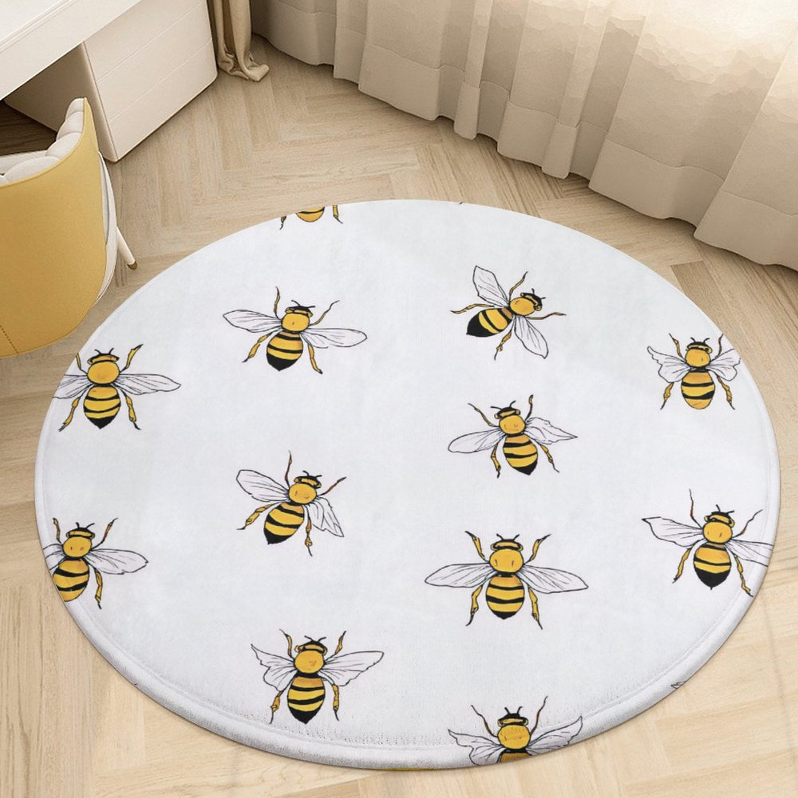 Bees Round Area Rugs for Bedroom Living Room, 6FT Soft Indoor Circle ...