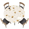 Bees Round Fitted Table Cover Minimalist Rustic Yellow Wildflowers ...
