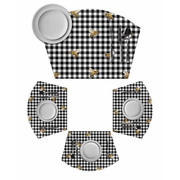 Bees Round Table Placemats Set of 4 Wedge Placemats, Spring Summer ...
