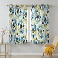 Bees Sheer Curtains 54 Inch Long 2 Panels, Yellow Blue Leaves Bee Green ...