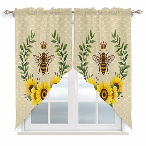 Bees Swag Valances for Windows 2 Pack, Kitchen Window Curtains 36 Inch ...