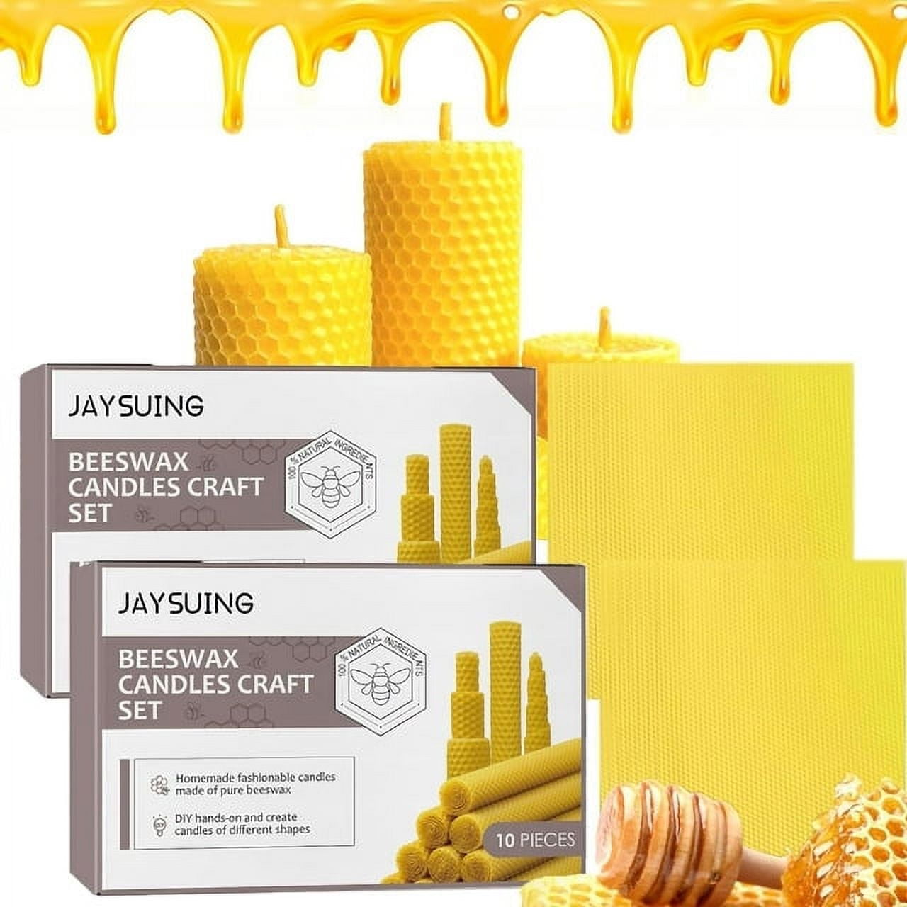 Bees Wax Candle Taper Candles 20pcs,100% Handmade Natural Organic Pure ...