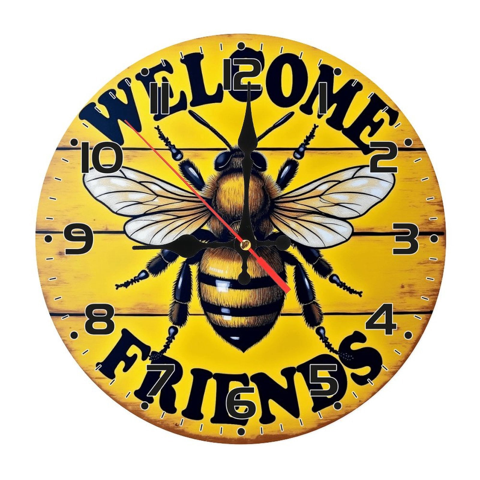 Bees Welcome Wall Clock 10 Inch Silent Non Ticking Round Clock ...