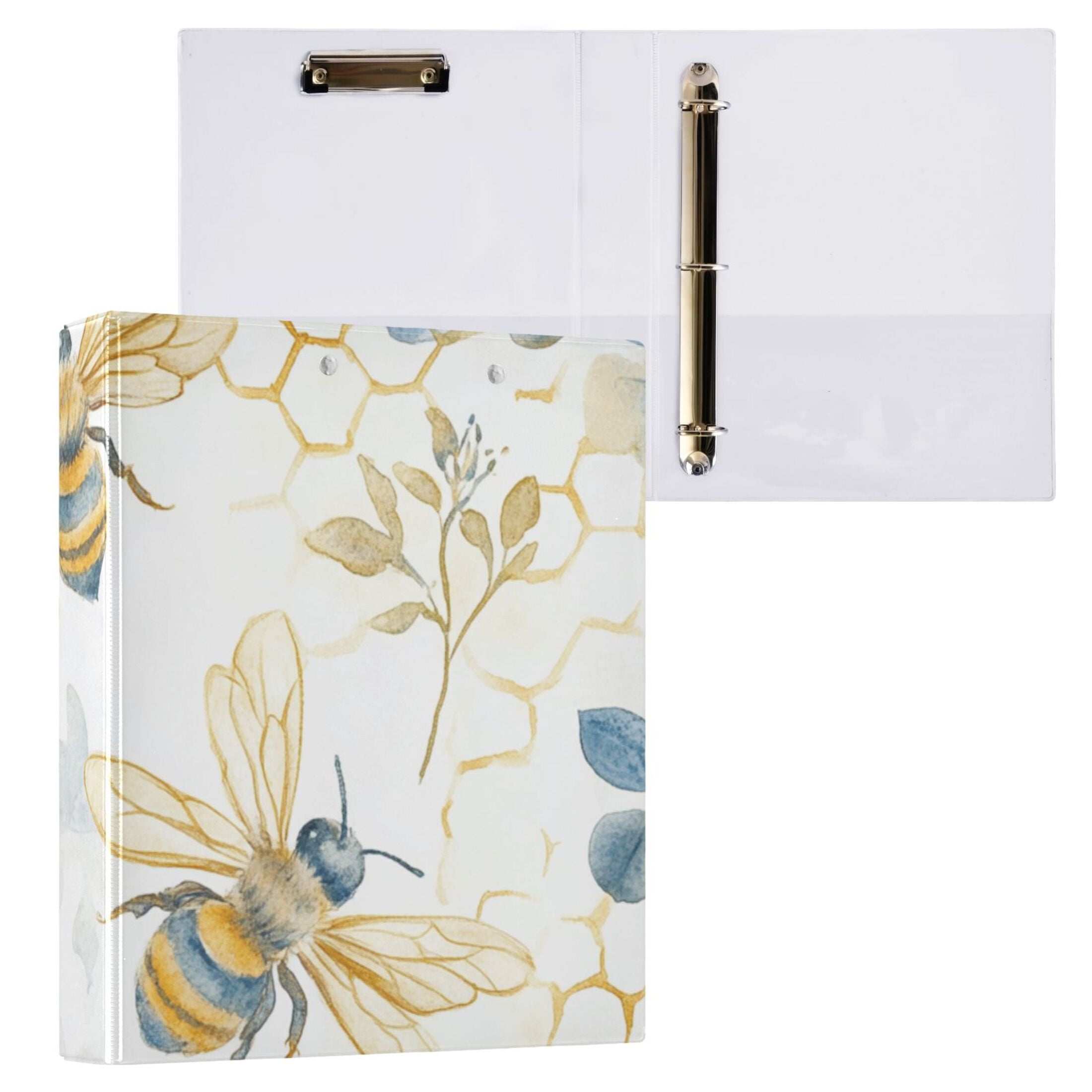 Bees and Flowers 3 Ring Binders 1.5 inch Hardcover File Folders with ...