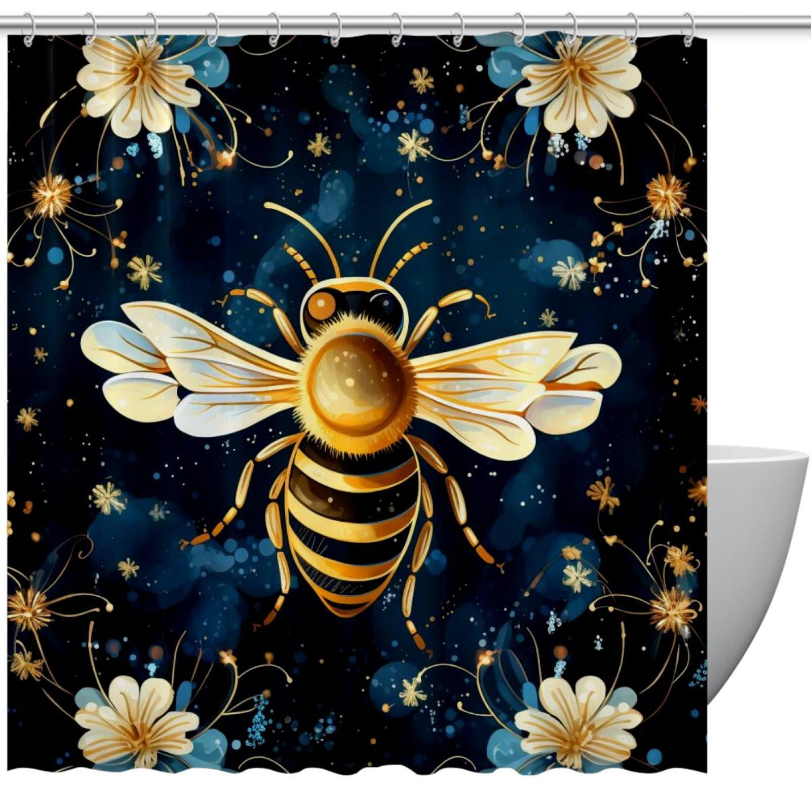 Bees and Flowers Shower Curtain for Bathroom, Aesthetics Patterns ...