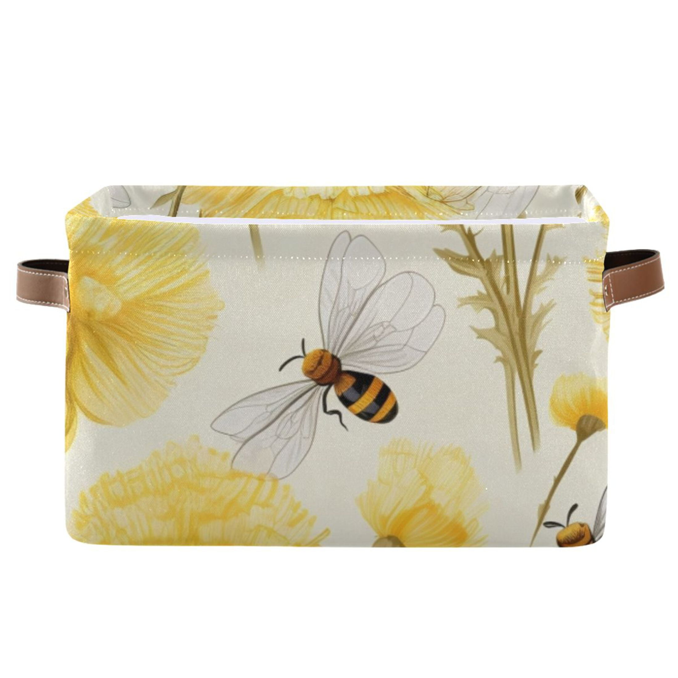 Bees and Flowers Storage Basket Large Foldable Storage Bin Laundry ...