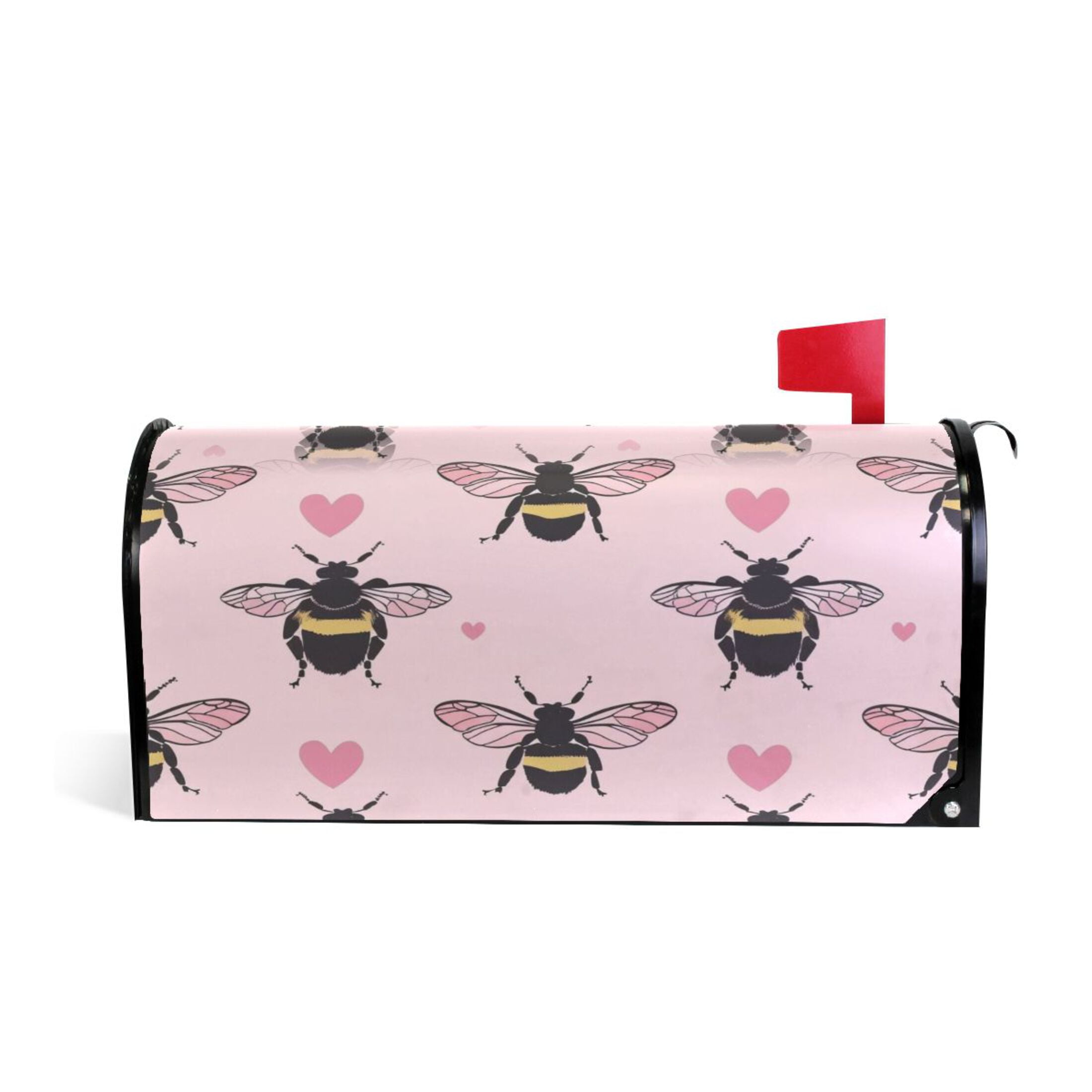 Bees and Heart Magnetic Mailbox Covers 21" X 18" Post Letter Box Wraps ...