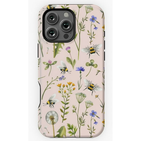 Bees and Wildflowers Floral Phone Case for iPhone 16 15 14 13 12 11 Pro Max - Walmart.com