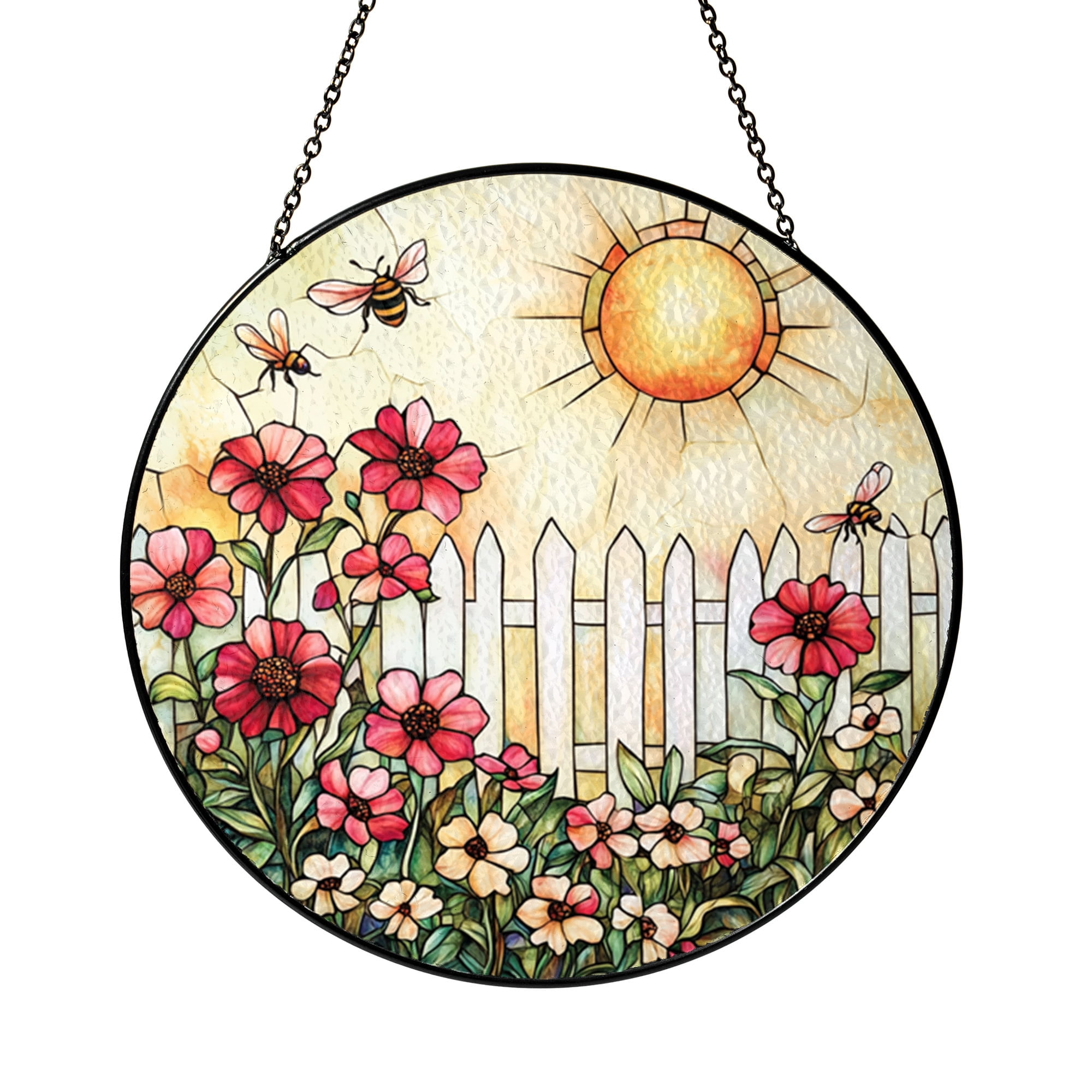 Bees and Wildflowers Garden Stained Glass Suncatcher, Window Decor ...
