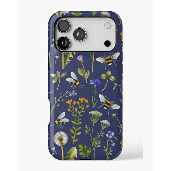 Bees and wildflowers / Dark blue H059 Premium Durable Case for iPhone ...
