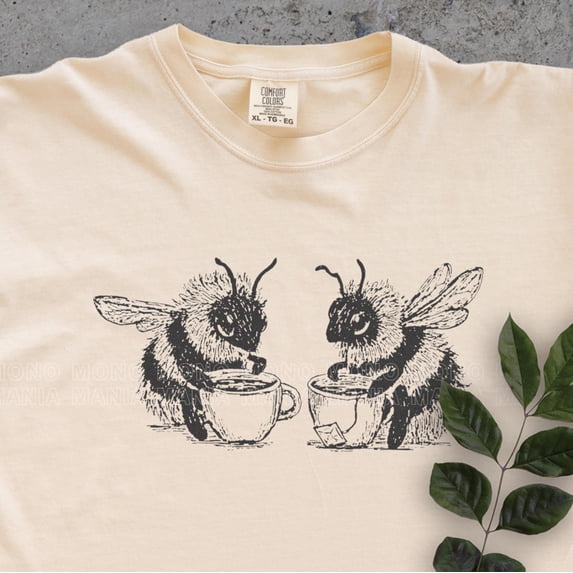 Bees drinking tea tshirt cottagecore t-shirt nostalgic tee - Walmart.com