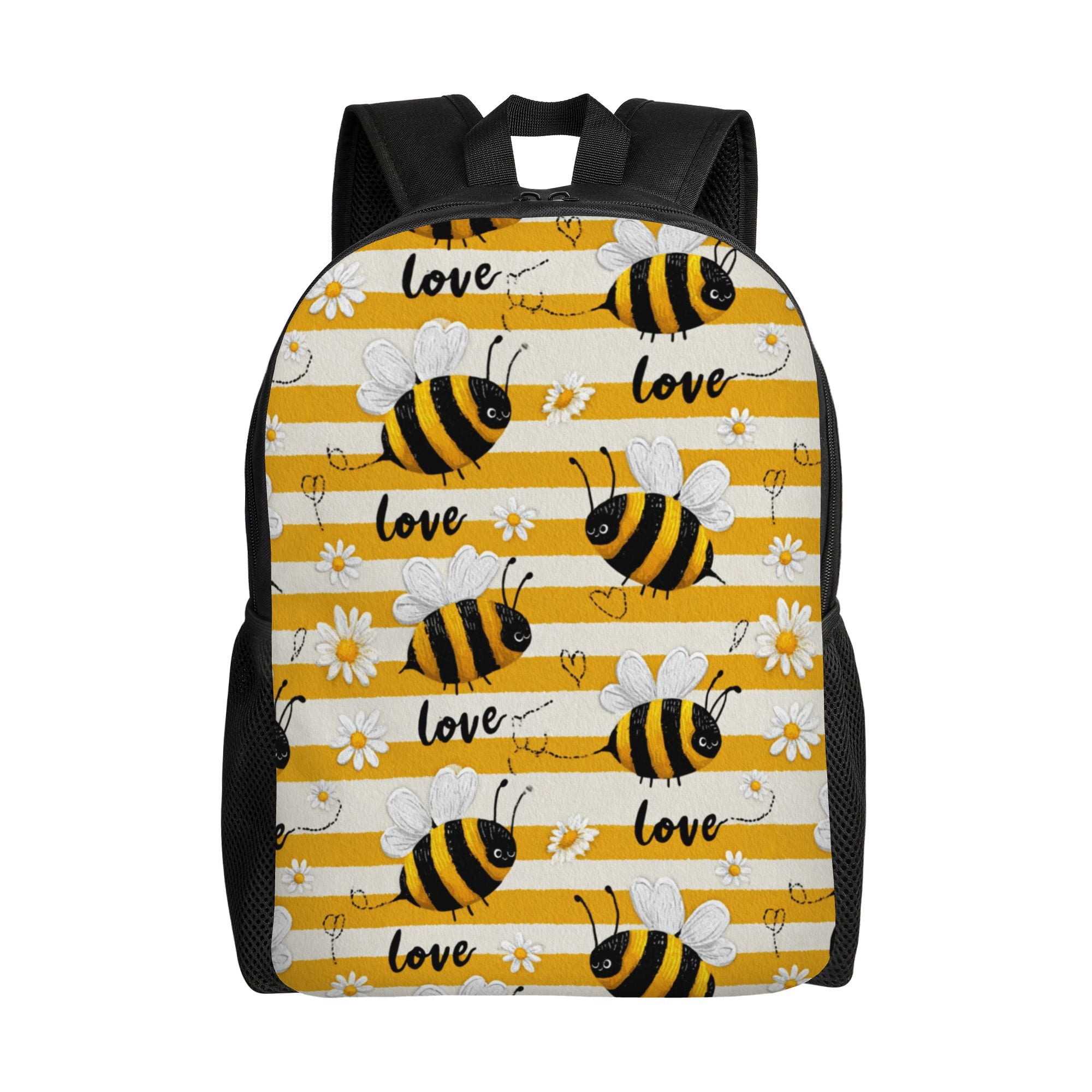 Bees and flowers patternBackpack with 15 Inch Laptop Compartment, Water ...